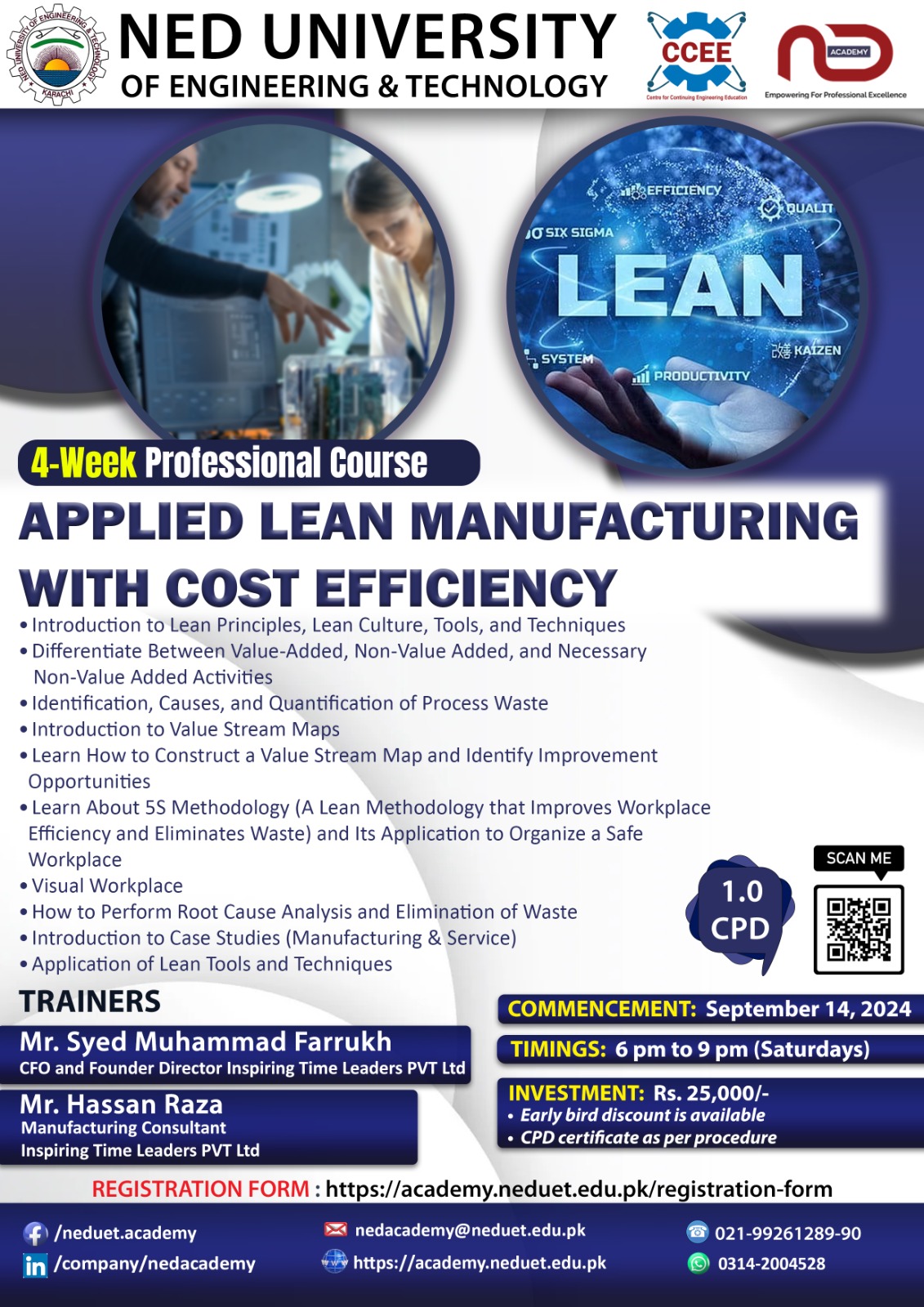 Applied Lean Manufacturing With Cost Efficiency | NED Academy - CCEE | CMPP